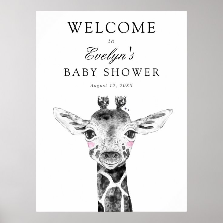 Giraffe Baby Shower Welcome Sign | Zazzle