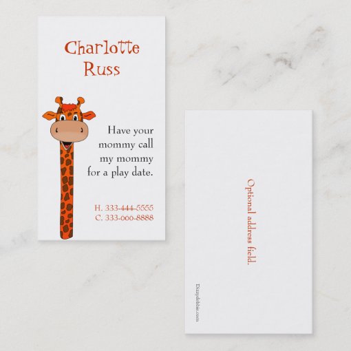 Giraffe Calling Card | Zazzle