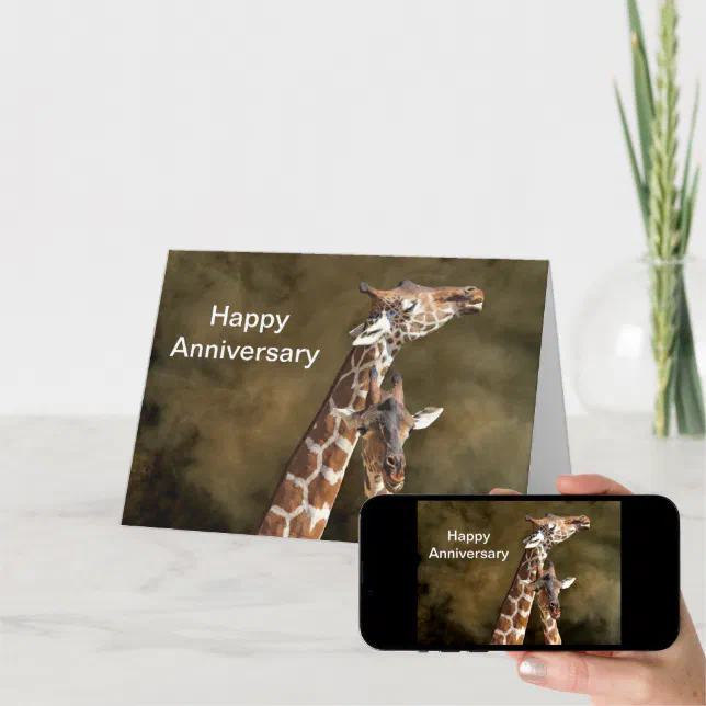 Giraffe Couple Snuggle Personalized Anniversary Ca Card | Zazzle