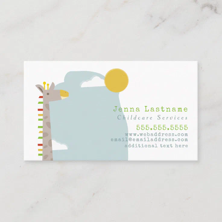 Giraffe Daycare Childcare Preschool Business Card | Zazzle
