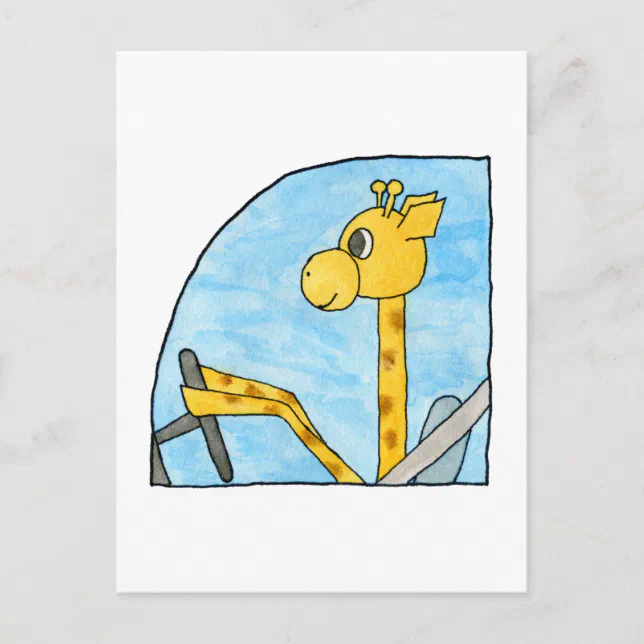 Giraffe Driving a Car. Postcard | Zazzle