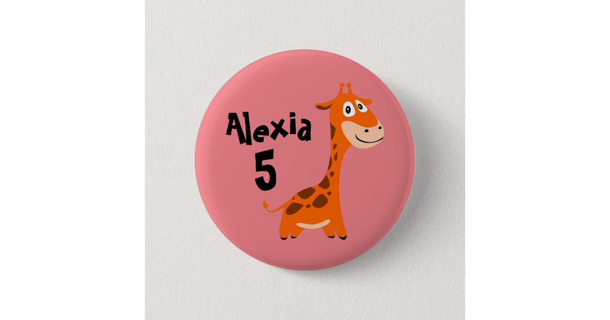 Giraffe for Safari Party Birthday button badge | Zazzle