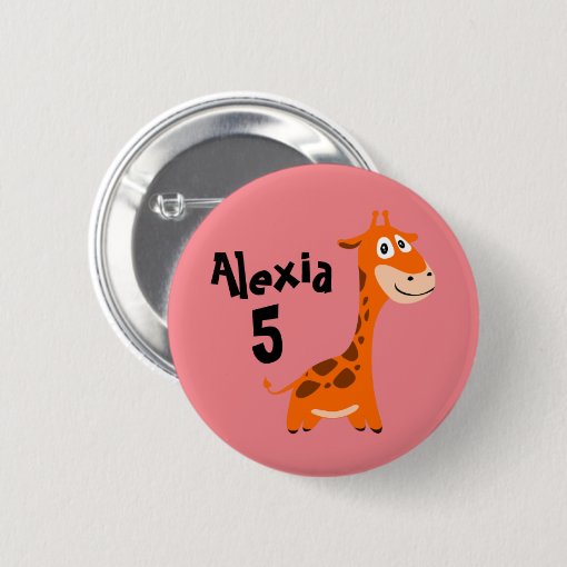 Giraffe for Safari Party Birthday button badge | Zazzle