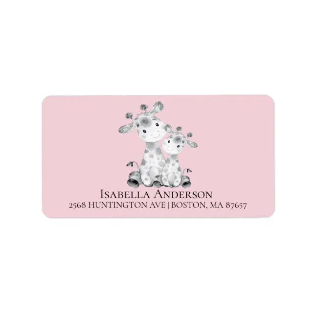Giraffe Girls Baby Shower Address Label | Zazzle