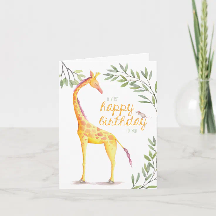 Giraffe Happy Birthday Greeting Card | Zazzle