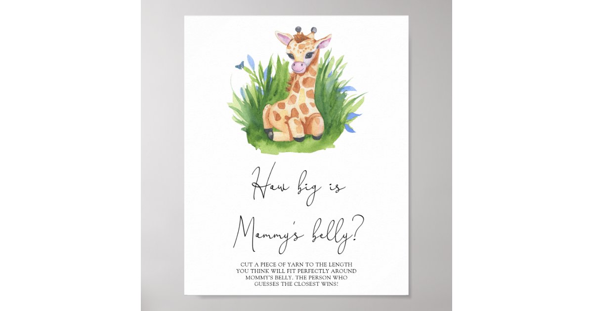 Giraffe - How big is mommy's belly game Poster | Zazzle