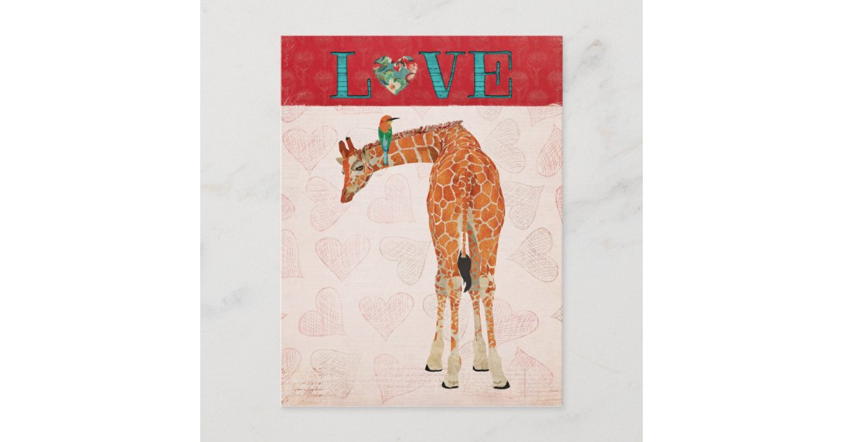 GIRAFFE & HUMMINGBIRD LOVE Postcard | Zazzle