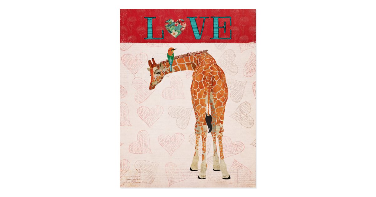 GIRAFFE & HUMMINGBIRD LOVE Postcard | Zazzle.com