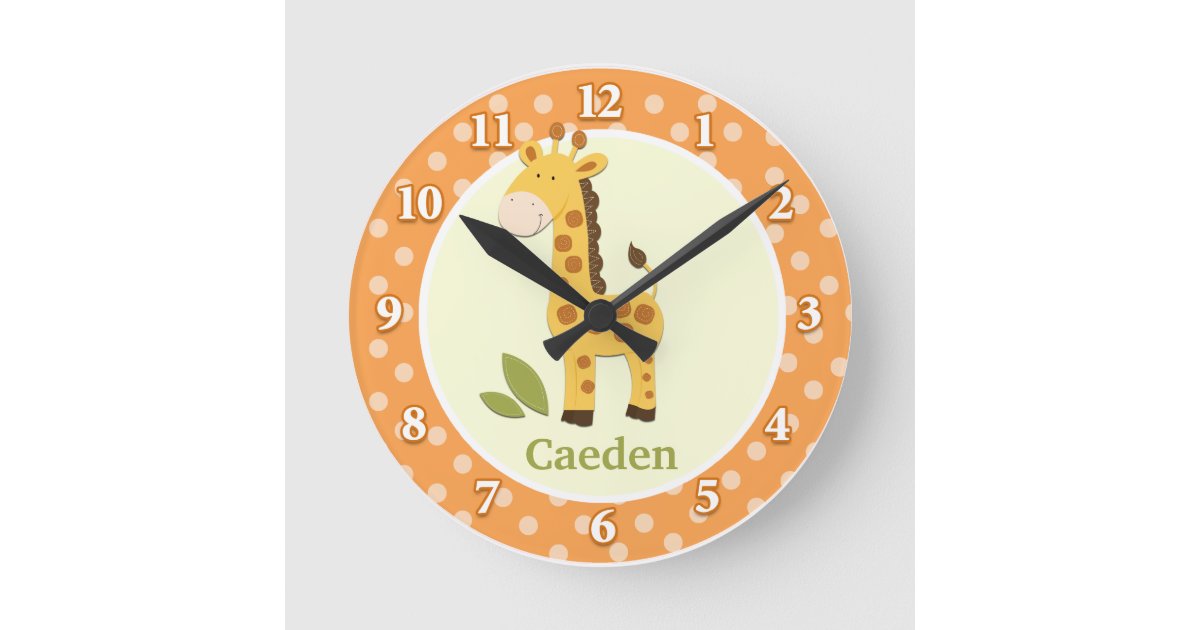 Giraffe Jungle Adventure (Orange) Wall Clock | Zazzle