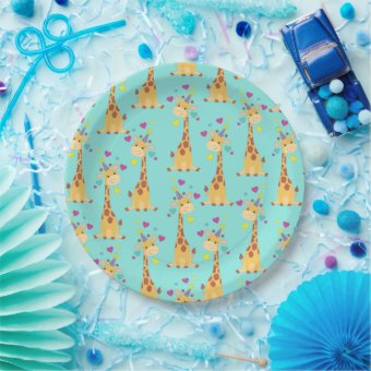 Giraffe Kids Birthday Party Cute Paper Plates | Zazzle