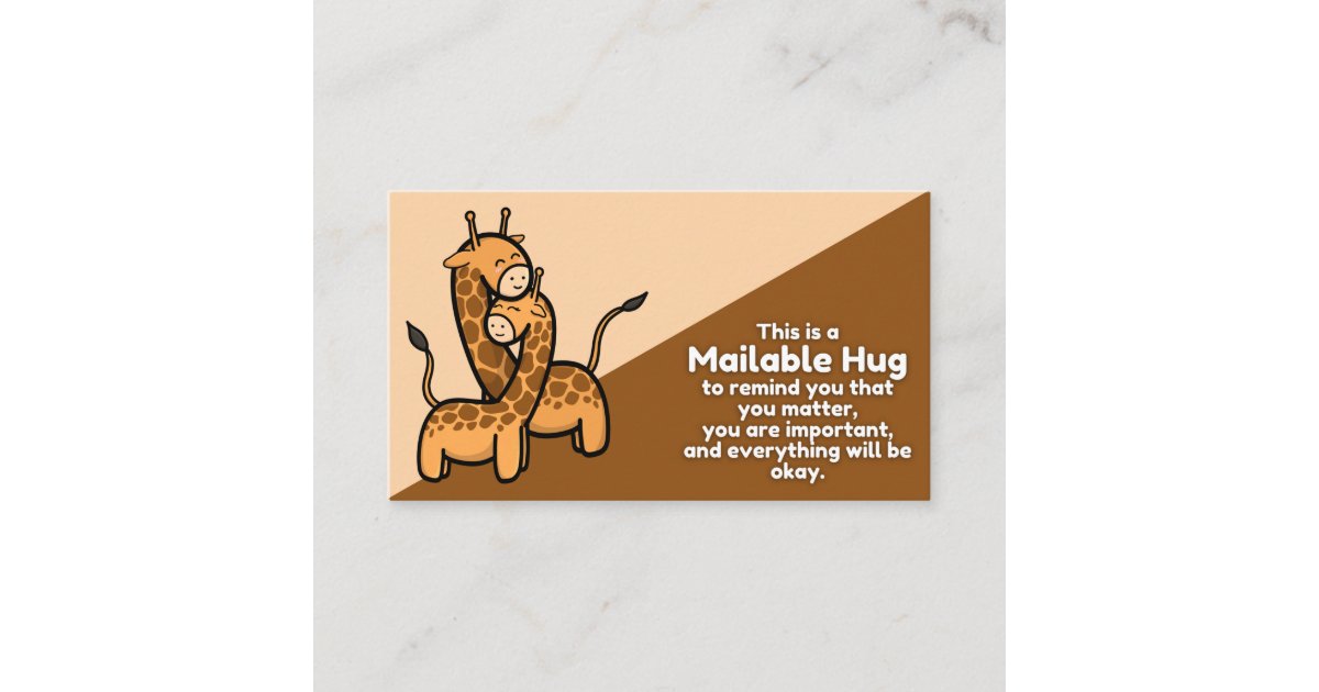 Giraffe Mailable Hug Insert Cards | Zazzle