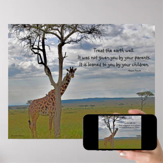 Giraffe Masai Mara , Kenyan Proverb Poster | Zazzle