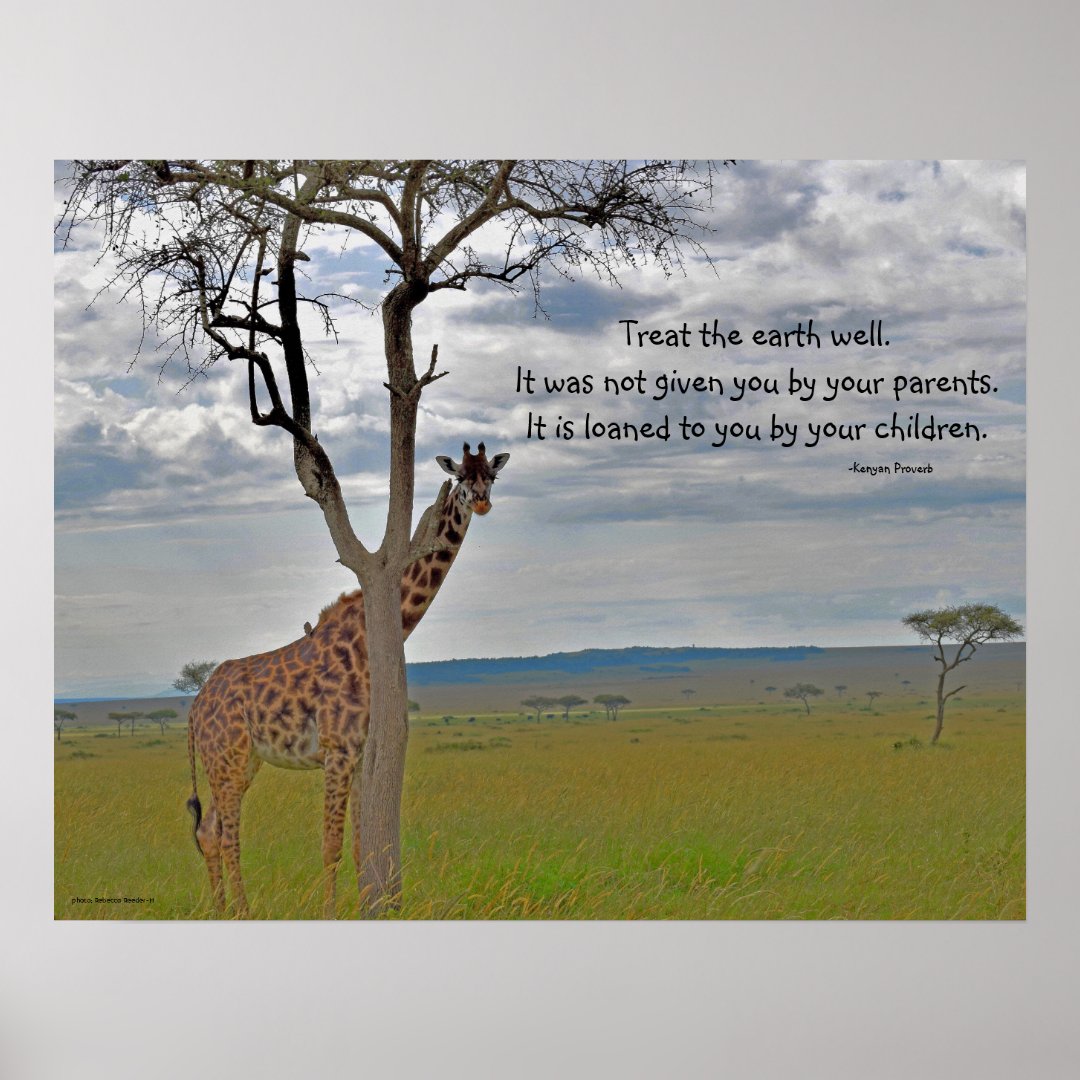 Giraffe Masai Mara , Kenyan Proverb Poster | Zazzle