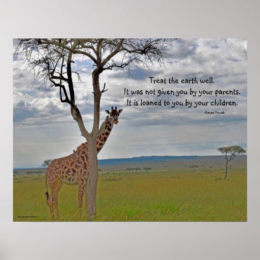 Giraffe Masai Mara , Kenyan Proverb Poster | Zazzle