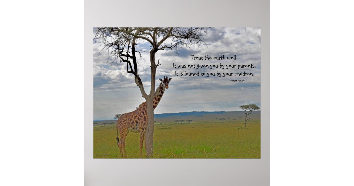 Giraffe Masai Mara , Kenyan Proverb Poster | Zazzle
