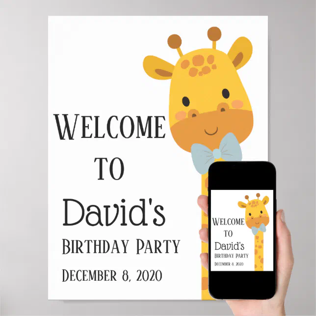 Giraffe , party welcome sign | Zazzle