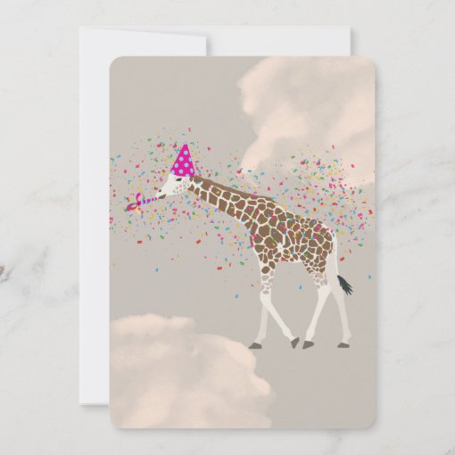 Giraffe Partying Safari Animals Birthday Party Invitation | Zazzle
