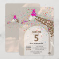 Giraffe Partying Safari Animals Birthday Party Invitation | Zazzle