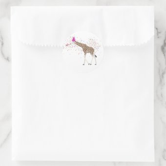 Giraffe Partying Safari Animals Having a Party Classic Round Sticker ...