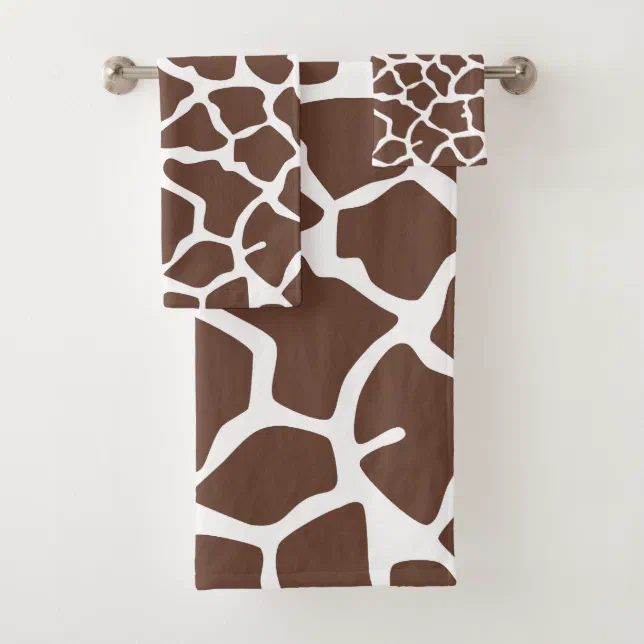 Giraffe Print, Brown Giraffe, Animal Print, Jungle Bath Towel Set | Zazzle