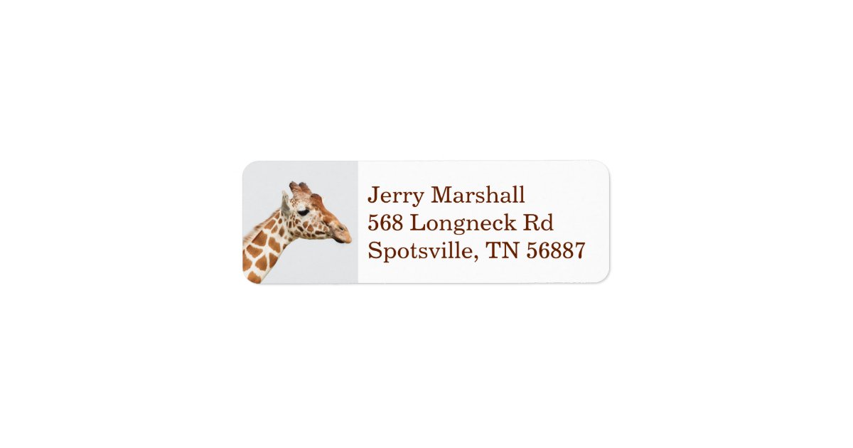 Giraffe return address label | Zazzle