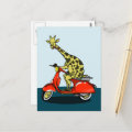 Giraffe riding a motorcycle motorbike postcard | Zazzle