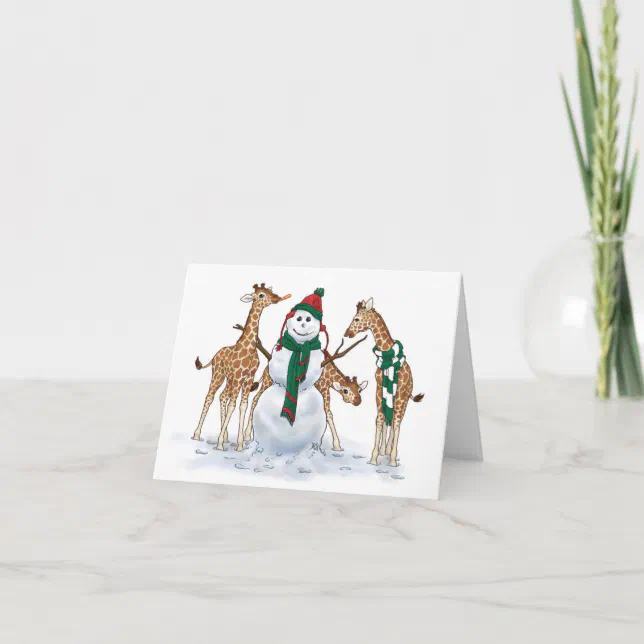 Giraffe Snow Day Holiday Card | Zazzle