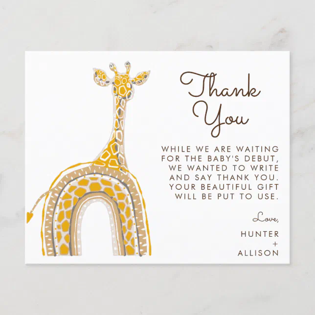 Giraffe Thank You Card | Zazzle