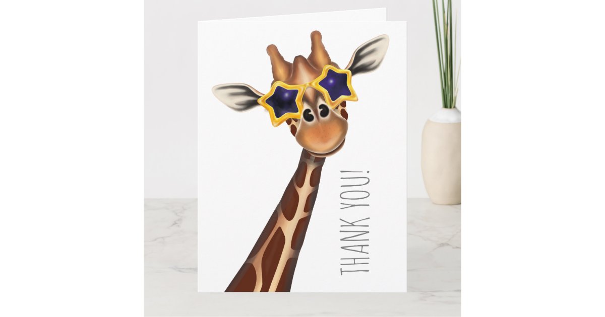 Giraffe Thank You Folded Greeting Card | Zazzle