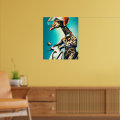 Giraffe Wearing Helmet on Motorcycle Modern AI Art Poster | Zazzle