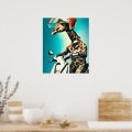 Giraffe Wearing Helmet on Motorcycle Modern AI Art Poster | Zazzle