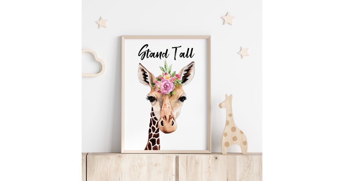 Giraffe with Stand Tall Affirmation Word Poster | Zazzle