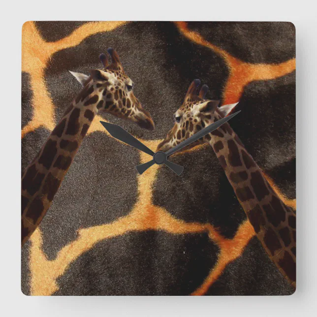 Giraffes On Giraffe Pattern Background, Square Wall Clock | Zazzle