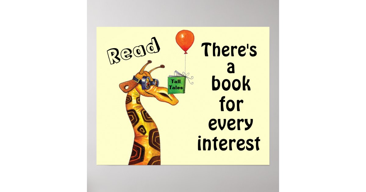Giraffes Read Tall Tales Literacy Poster | Zazzle