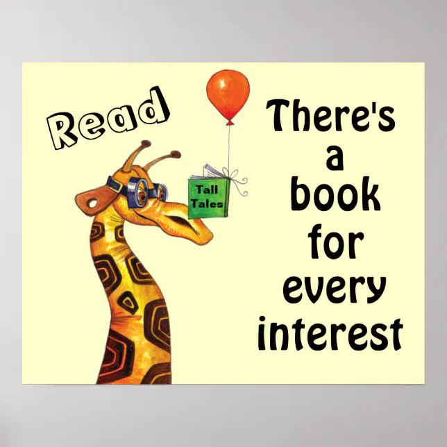 Giraffes Read Tall Tales Literacy Poster | Zazzle