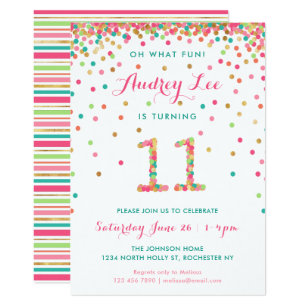 11 Year Old Girl Birthday Invitations | Zazzle