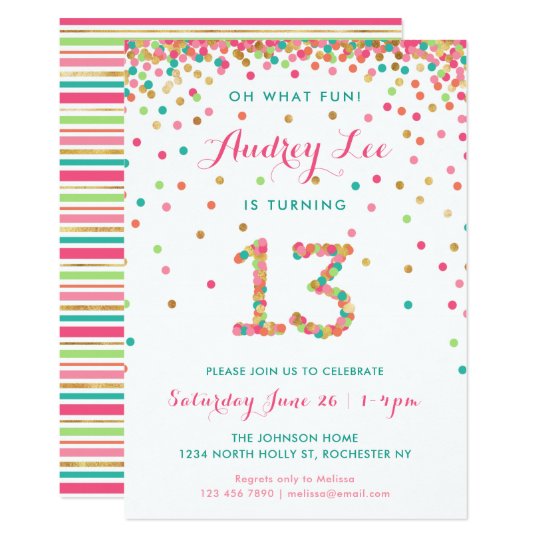 Girl 13th Birthday Invitation thirteenth birthday | Zazzle.com