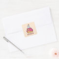Girl 6th Birthday, 6 on Sweet Pink Cake Square Sticker | Zazzle