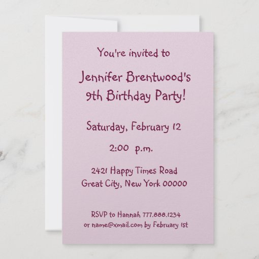 Girl 9th Birthday Party Invitation PINK Candles | Zazzle