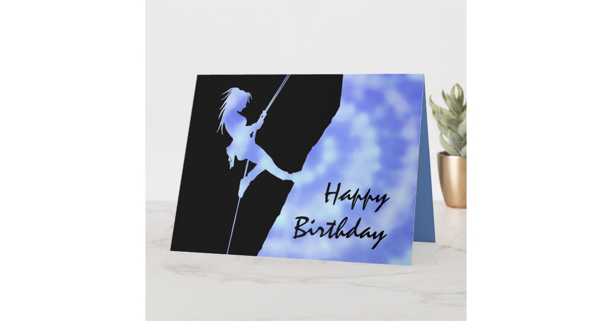 Girl abseiling climber Birthday card | Zazzle