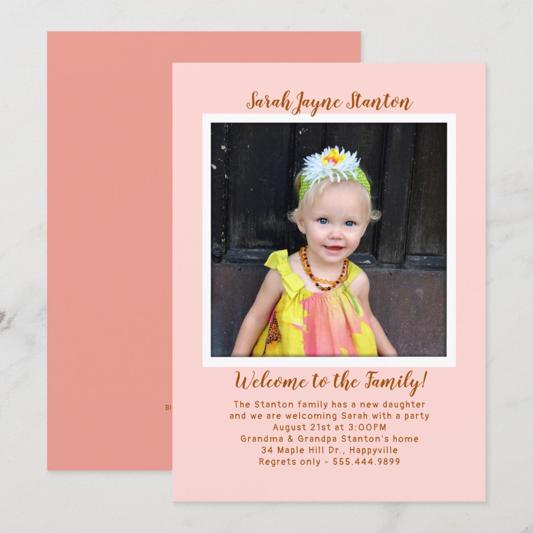 Girl Adoption Party Photo Invitation Template | Zazzle
