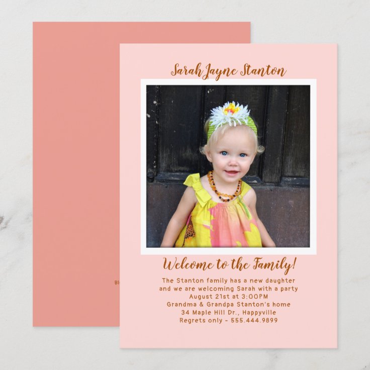 Girl Adoption Party Photo Invitation Template | Zazzle