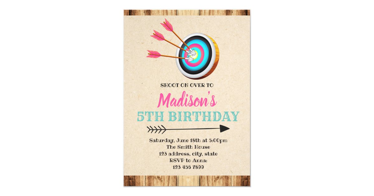Girl archery birthday invitation | Zazzle.com