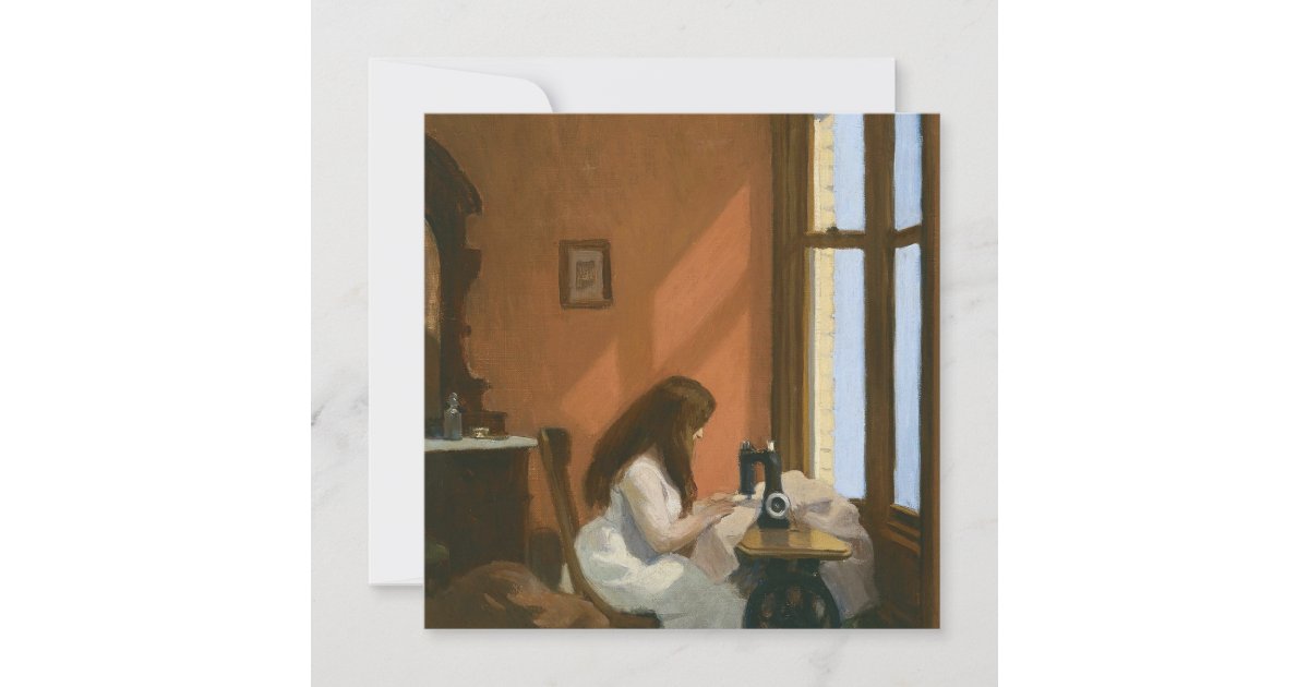Girl at a Sewing Machine (by Edward Hopper) Card | Zazzle