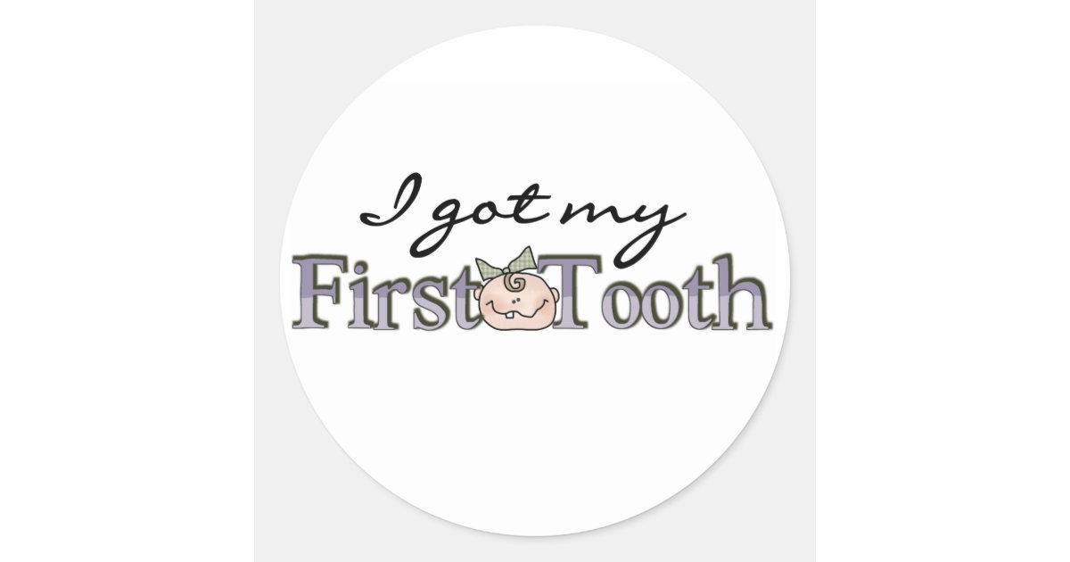 Girl Baby First Tooth Classic Round Sticker | Zazzle