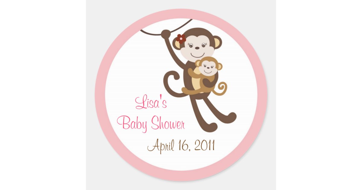 Girl Baby Monkey Jungle Envelope Seals Stickers | Zazzle
