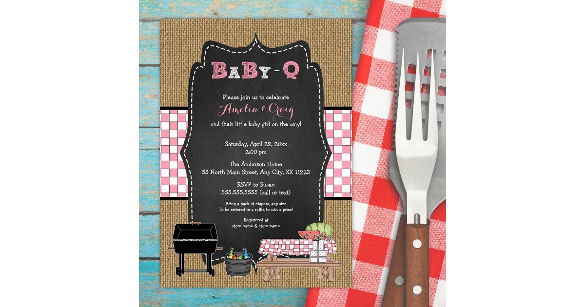 Girl Baby-Q Baby Shower, BBQ baby shower invites | Zazzle