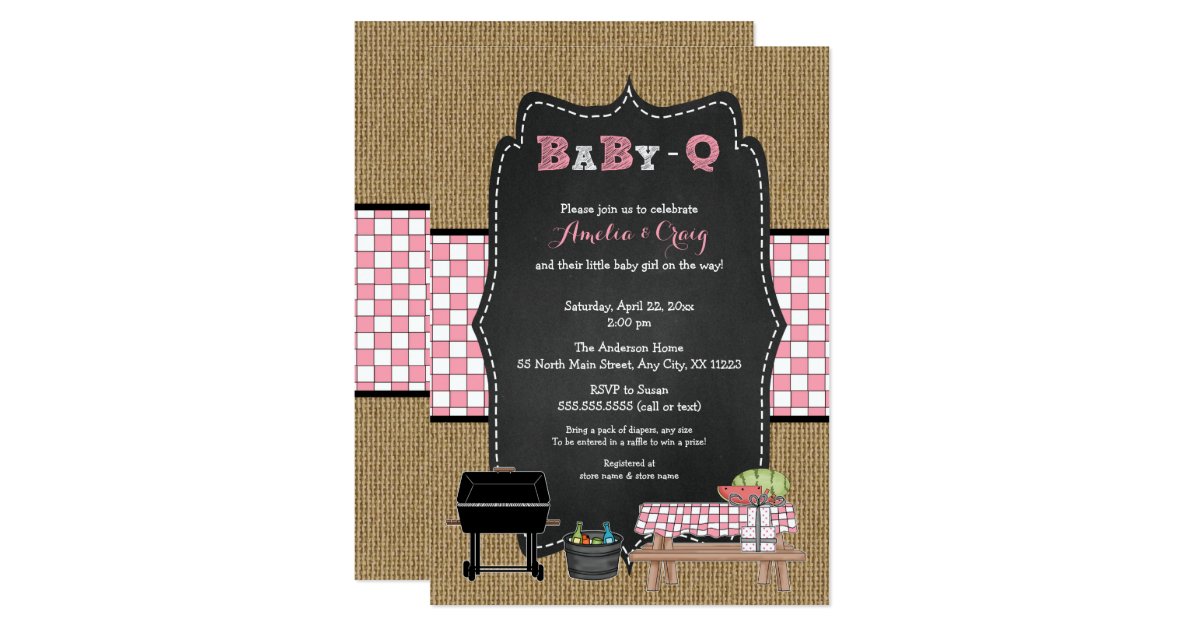Girl Baby-Q Baby Shower, BBQ baby shower invites | Zazzle.com