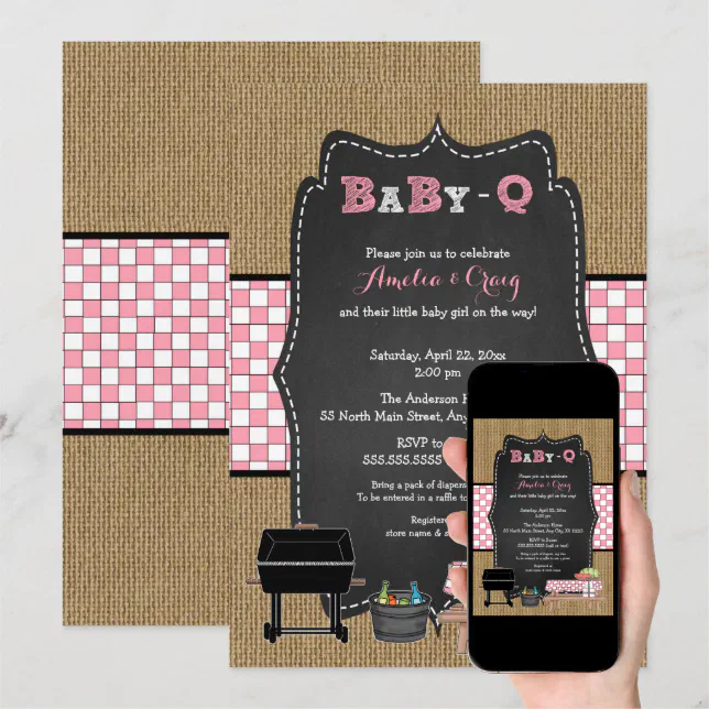 Girl Baby-Q Baby Shower, BBQ baby shower invites | Zazzle