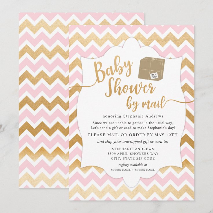 Girl Baby Shower by mail with shipping box Invitation | Zazzle
